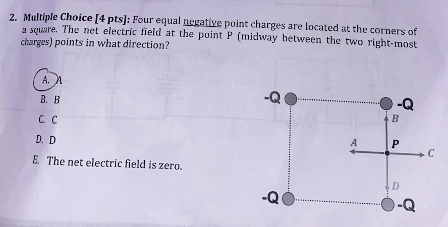 Solved 2. Multiple Choice [4 pts]: Four equal negative point | Chegg.com