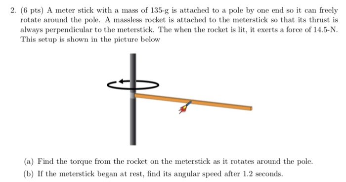 Solved 2. (6 pts) A meter stick with a mass of 135-g is | Chegg.com