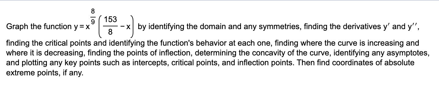 Solved Graph the function y=x98(8153−x) by identifying the | Chegg.com