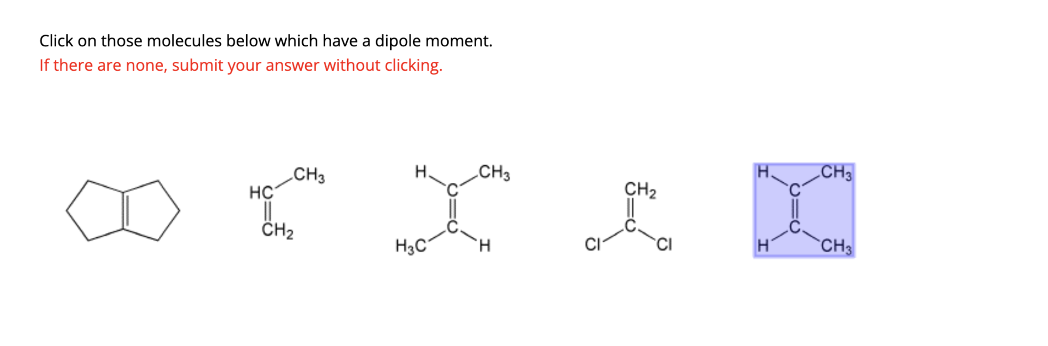 Solved Click on those molecules below which have a dipole | Chegg.com