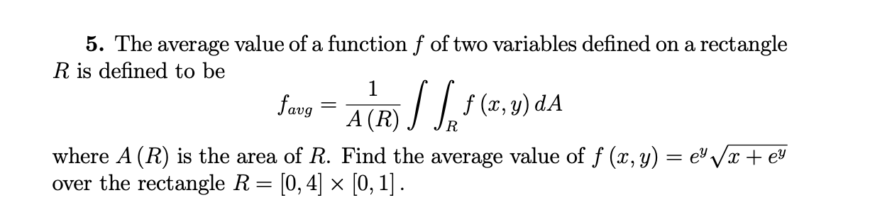 Solved 5. The average value of a function f of two variables | Chegg.com