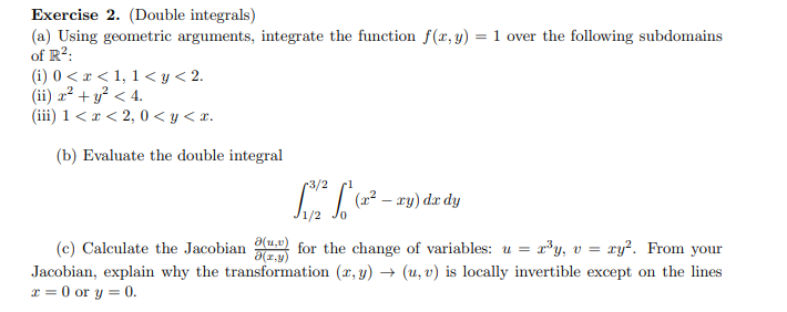 Solved Exercise 2. (Double integrals) (a) Using geometric | Chegg.com