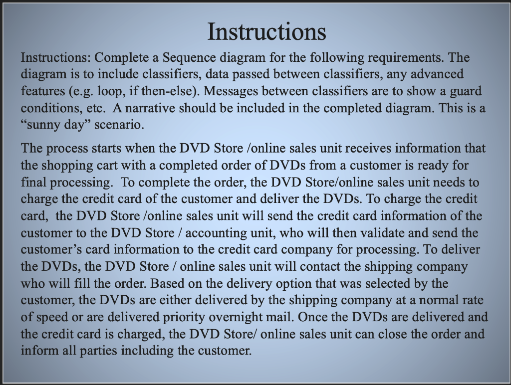 Solved Instructions Instructions: Complete a Sequence | Chegg.com