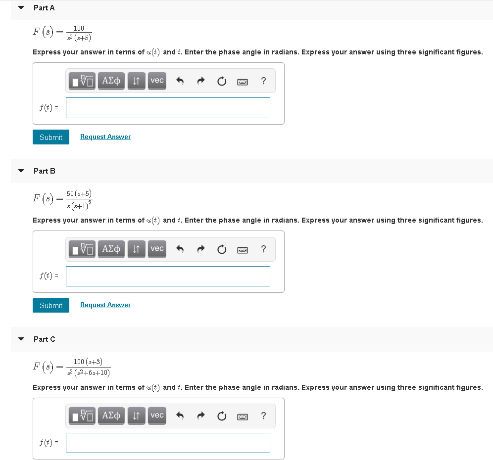 Solved Part A Express your answer in terms of u() and t. | Chegg.com