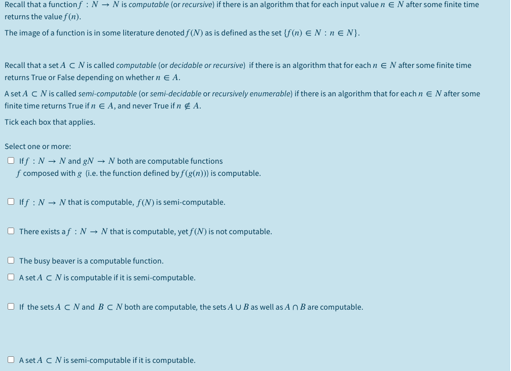Solved Recall that a functionf : N → N is computable (or | Chegg.com