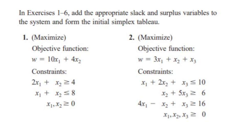 Solved In Exercises 1-6, add the appropriate slack and | Chegg.com