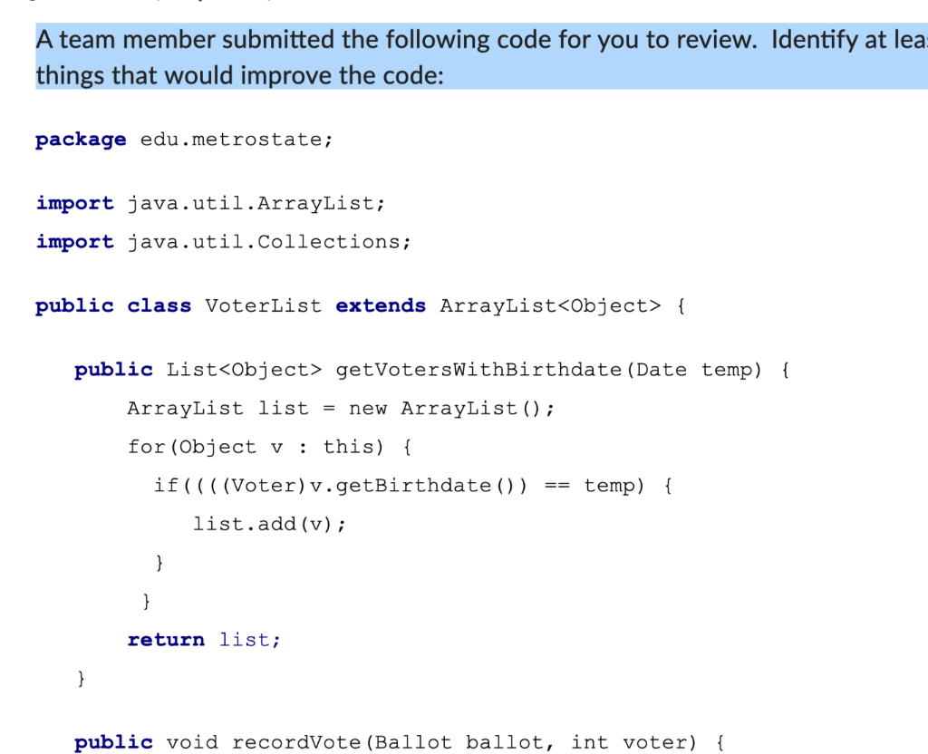 A team member submitted the following code for you to | Chegg.com