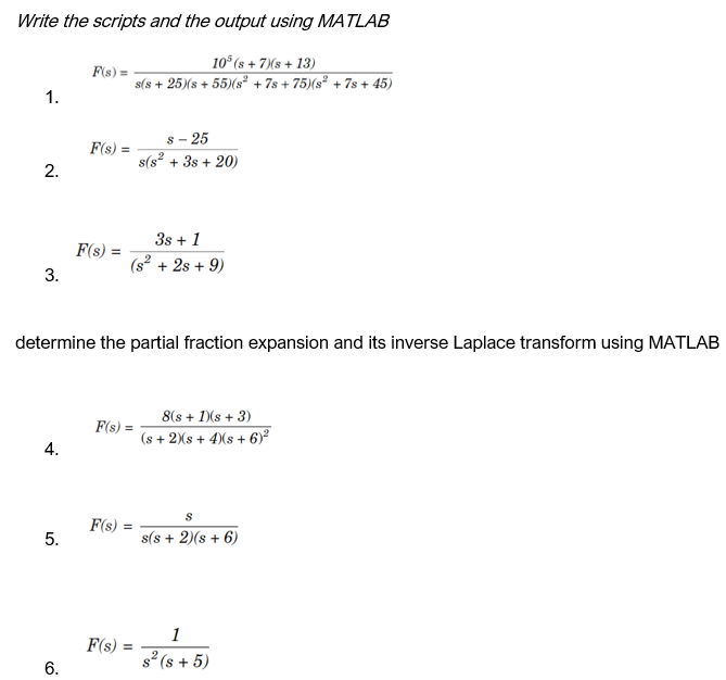Solved Write the scripts and the output using MATLAB | Chegg.com