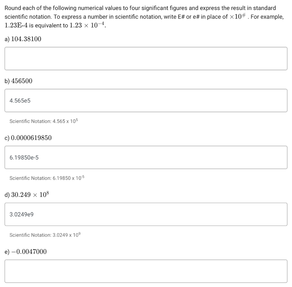 Solved Round each of the following numerical values to four | Chegg.com