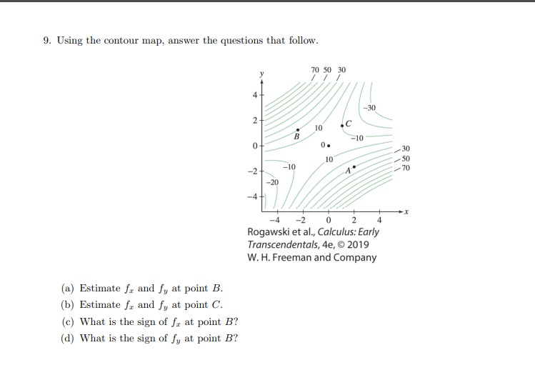 9. Using the contour map, answer the questions that | Chegg.com