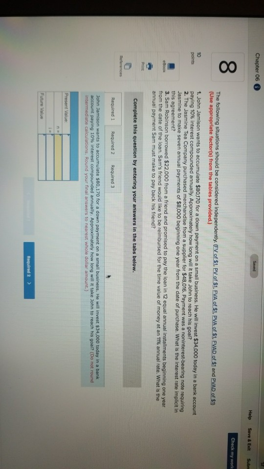 Solved Chapter 06 Saved Help Save& Exit Subr Check my work | Chegg.com