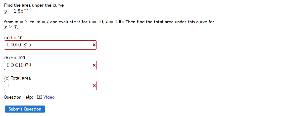 Solved Find the area under the curve y=1.5x−2.5 from x=7 to | Chegg.com