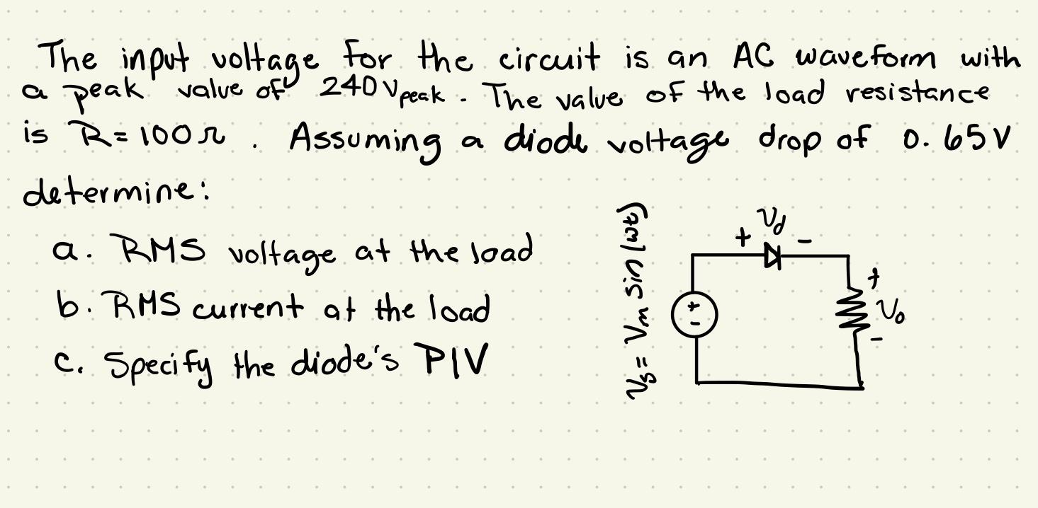 Solved The input voltage for the circuit is an AC waveform | Chegg.com