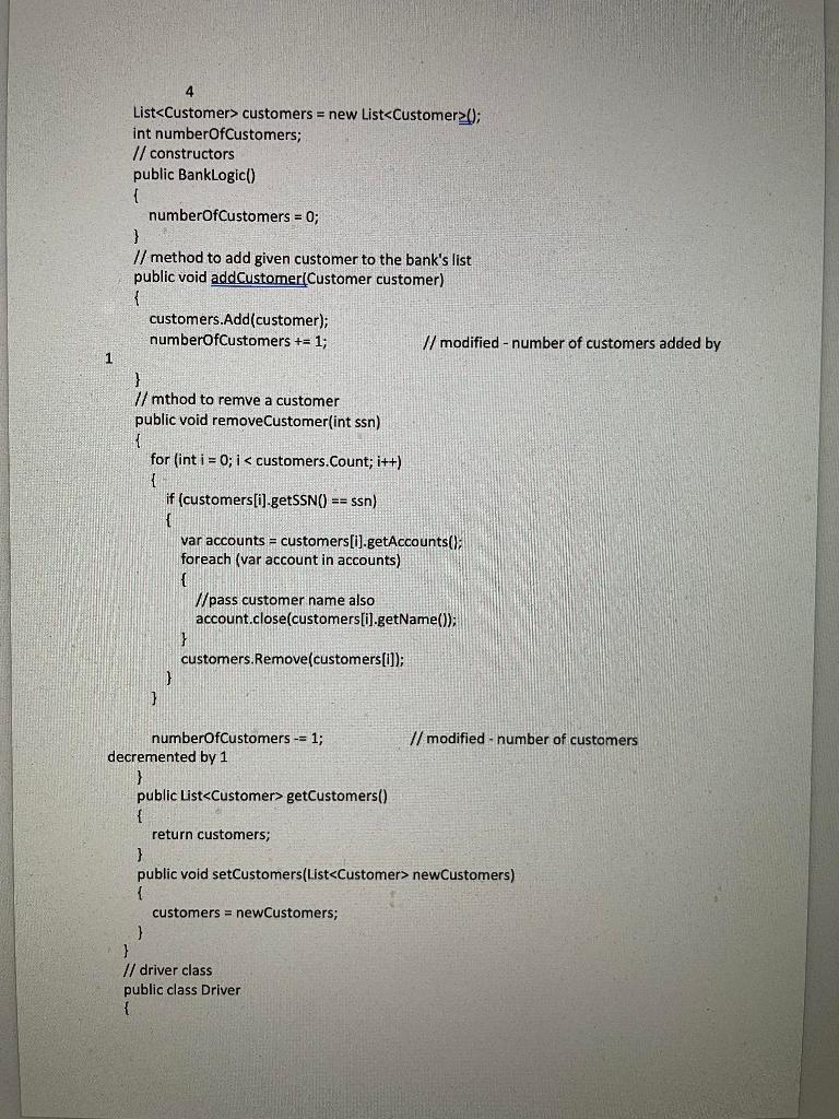Solved 1 using System; using System.Collections.Generic; | Chegg.com
