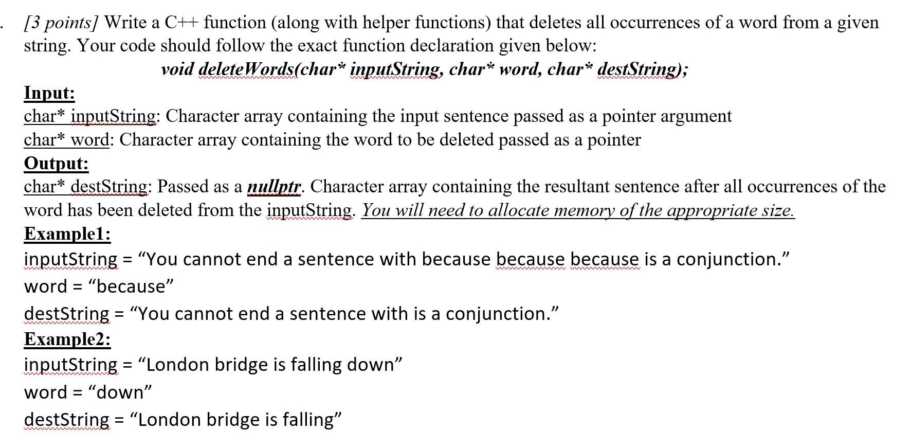 Solved [3 points] Write a C++ function (along with helper | Chegg.com