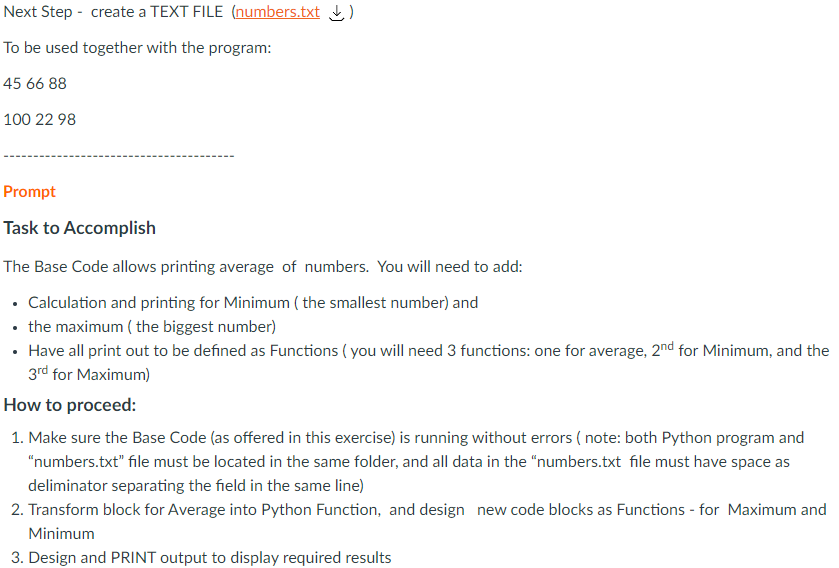 Solved File: average.py Project 6.9 Prints the average of | Chegg.com