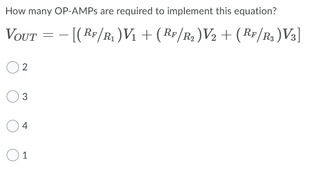 Solved How many OP-AMPs are required to implement this | Chegg.com