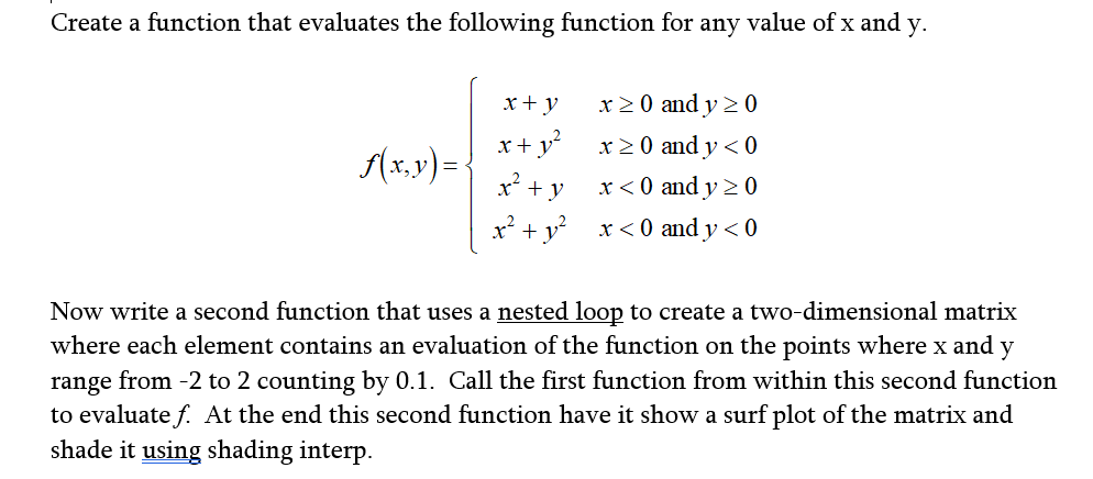 Solved Create a function that evaluates the following | Chegg.com