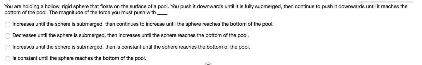 Solved You are holding a hollow, rigid sphere that floats on | Chegg.com