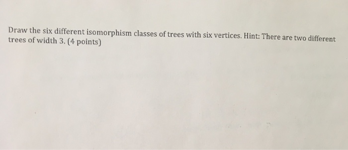 Solved Draw the six different isomorphism classes of trees | Chegg.com