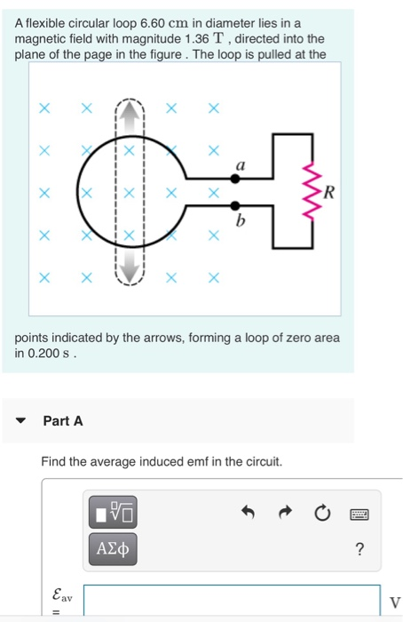 Solved A flexible circular loop 6.60 cm in diameter lies in | Chegg.com