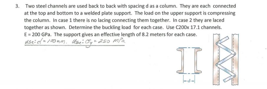 3. Two steel channels are used back to back with | Chegg.com