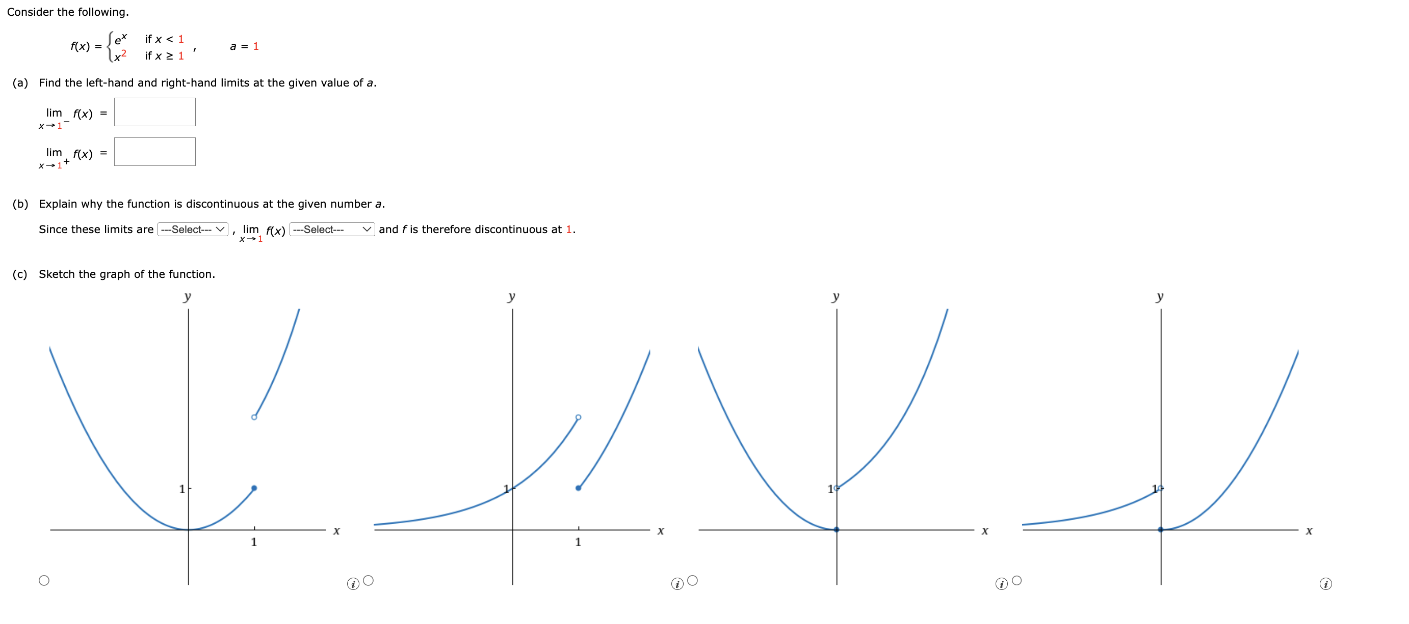 Solved Consider the following. f(x)={exx2 if x