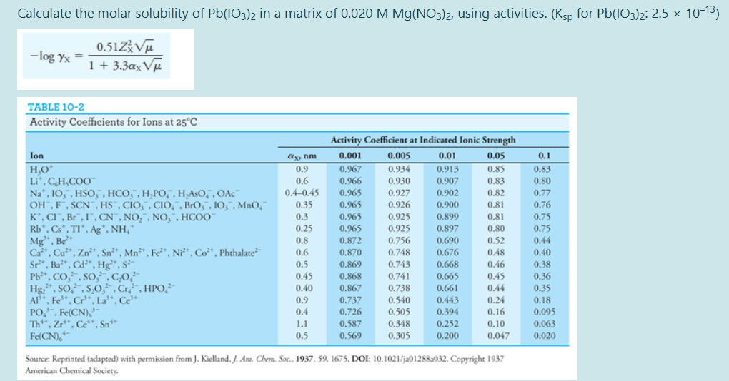 Solved Calculate the molar solubility of Pb(NO3)2 in a | Chegg.com