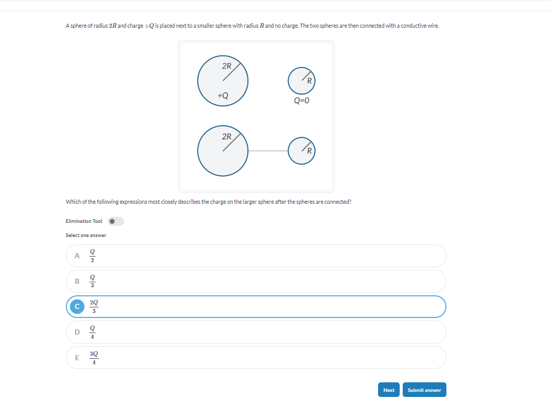 Solved A sphere of radius 2R and charge +Q is placed next to | Chegg.com