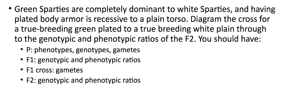 Solved Green Sparties are completely dominant to white | Chegg.com