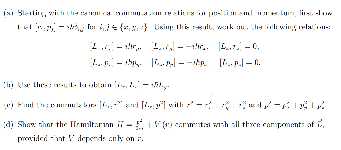 Solved A Starting With The Canonical Commutation Relations