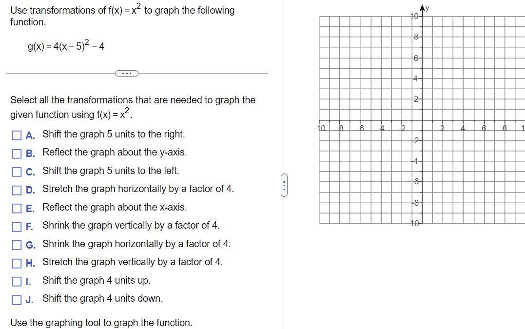 Solved у Use transformations of f(x) = x2 to graph the | Chegg.com