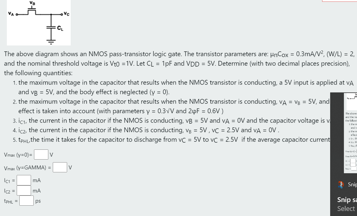 Solved The above diagram shows an NMOS pass-transistor logic | Chegg.com