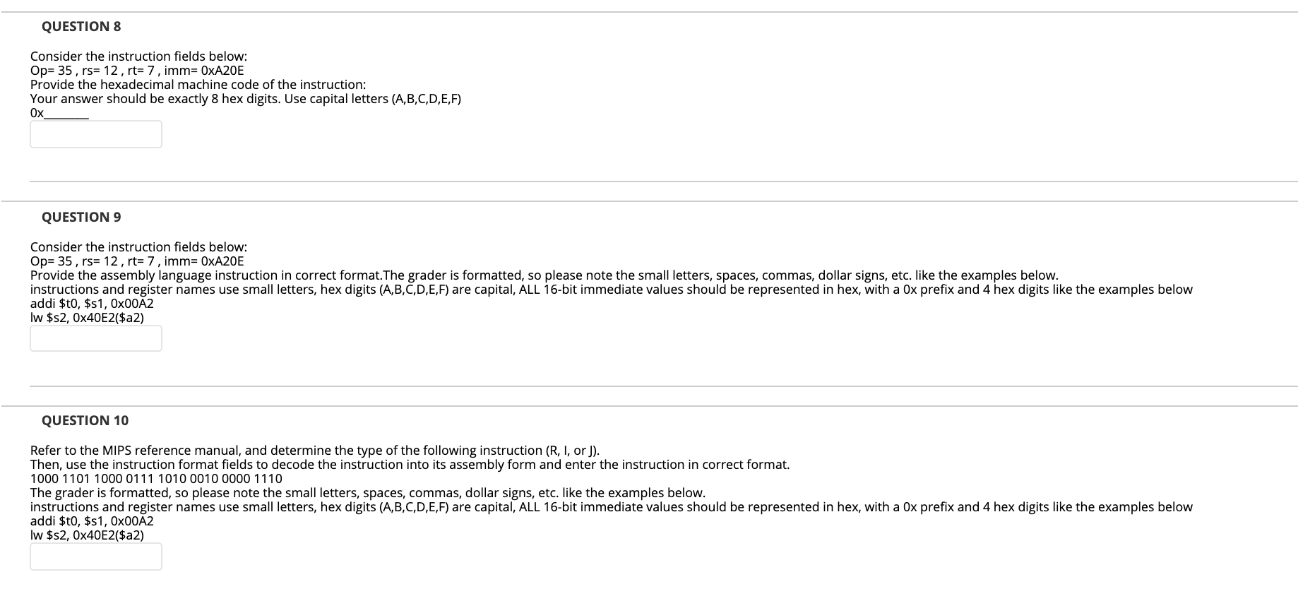 Solved QUESTION 8 Consider the instruction fields below: Op= | Chegg.com