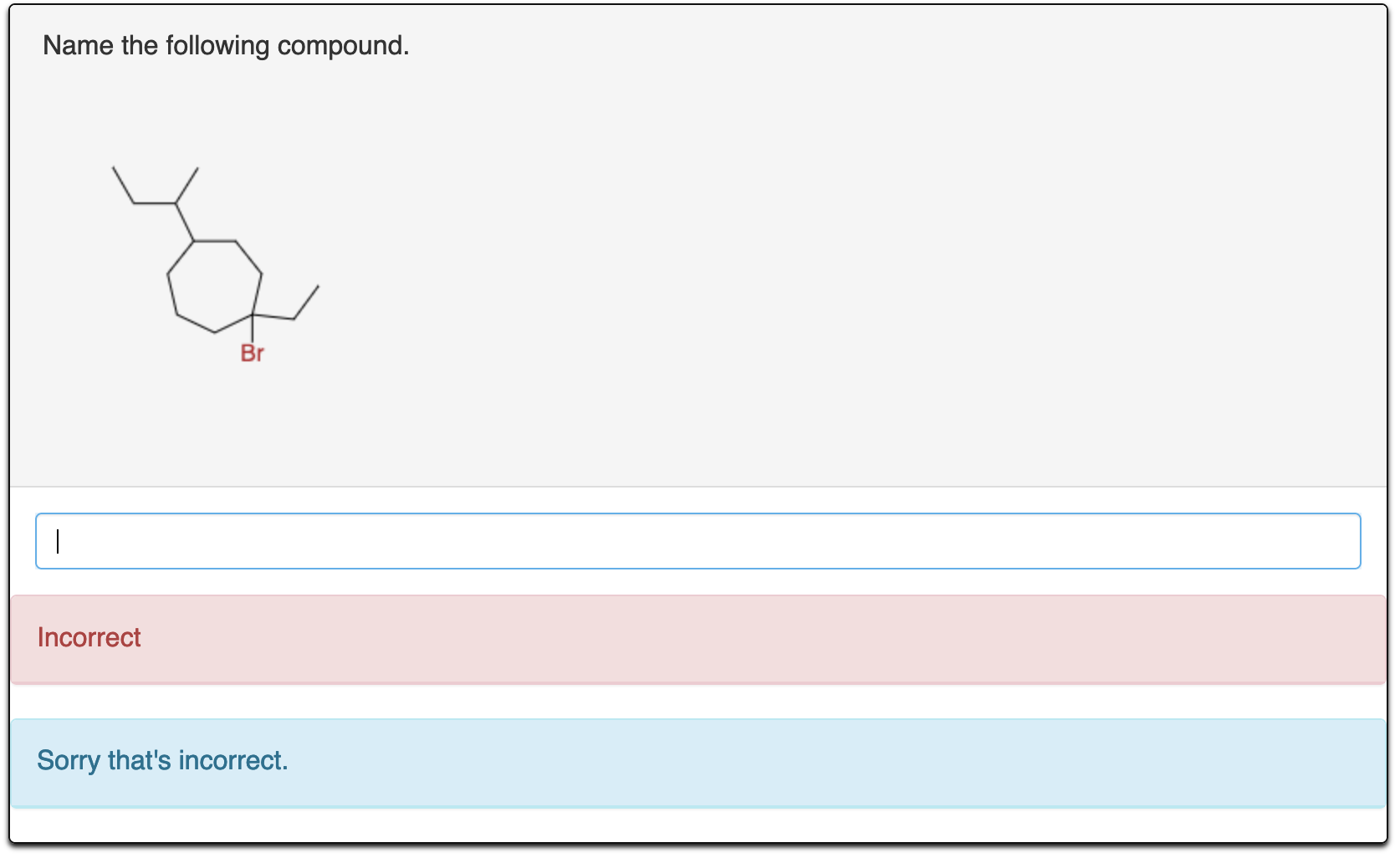 Solved Name the following compound. I Incorrect | Chegg.com