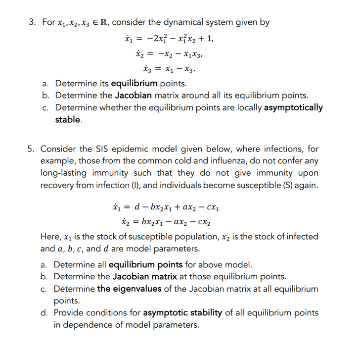 Solved 3. For x1,x2,x3∈R, consider the dynamical system | Chegg.com