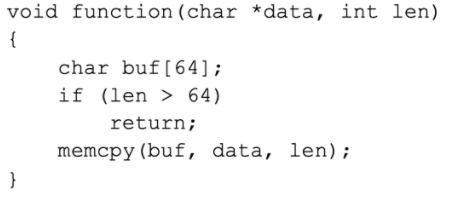 Solved void function (char *data, int len) { char buf[64]; | Chegg.com