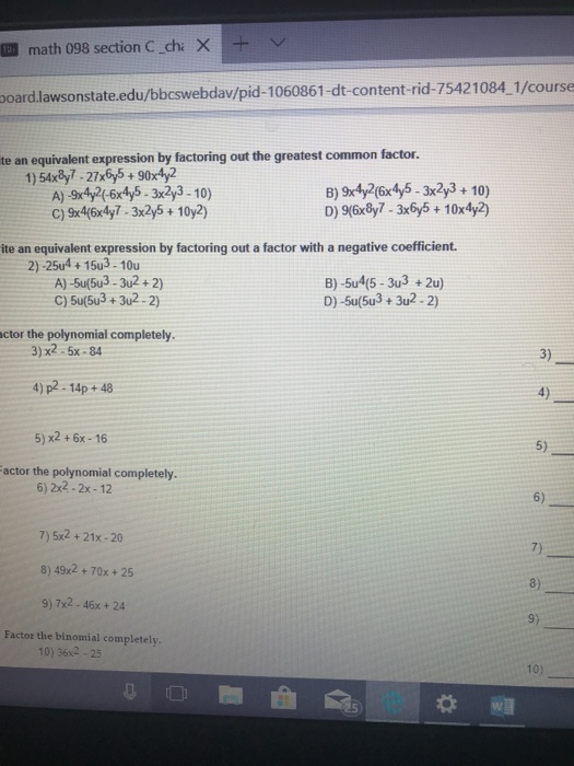 Solved | + ? E math 098 section C-ch | Chegg.com