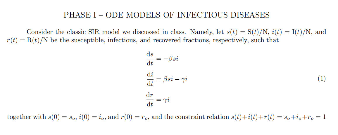 Solved Phase I Ode Models Of Infectious Diseases Consider