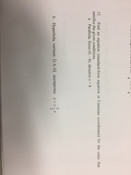 Solved Find an equation (standard-form equation in Cartesian | Chegg.com