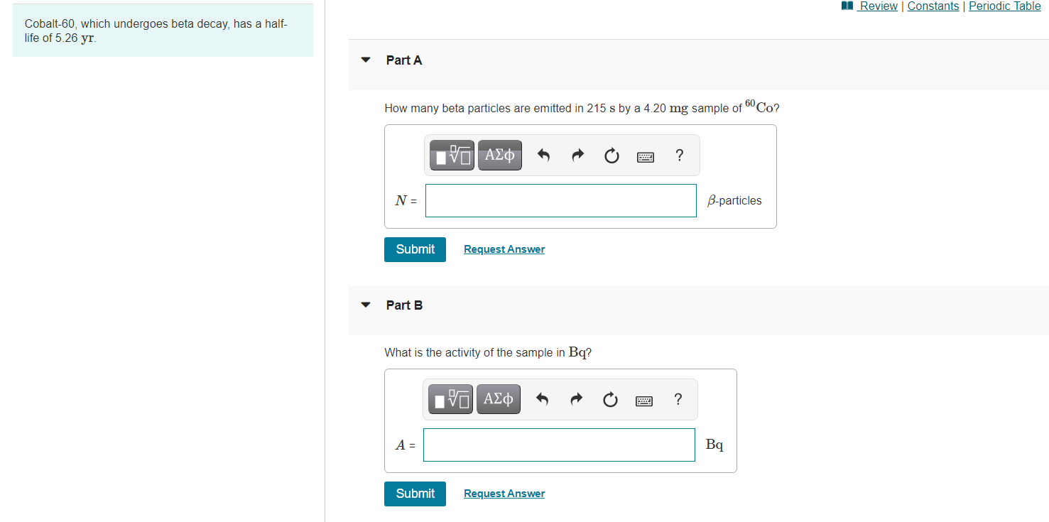 Solved 1 Review Constants Periodic Table Cobalt-60, which | Chegg.com