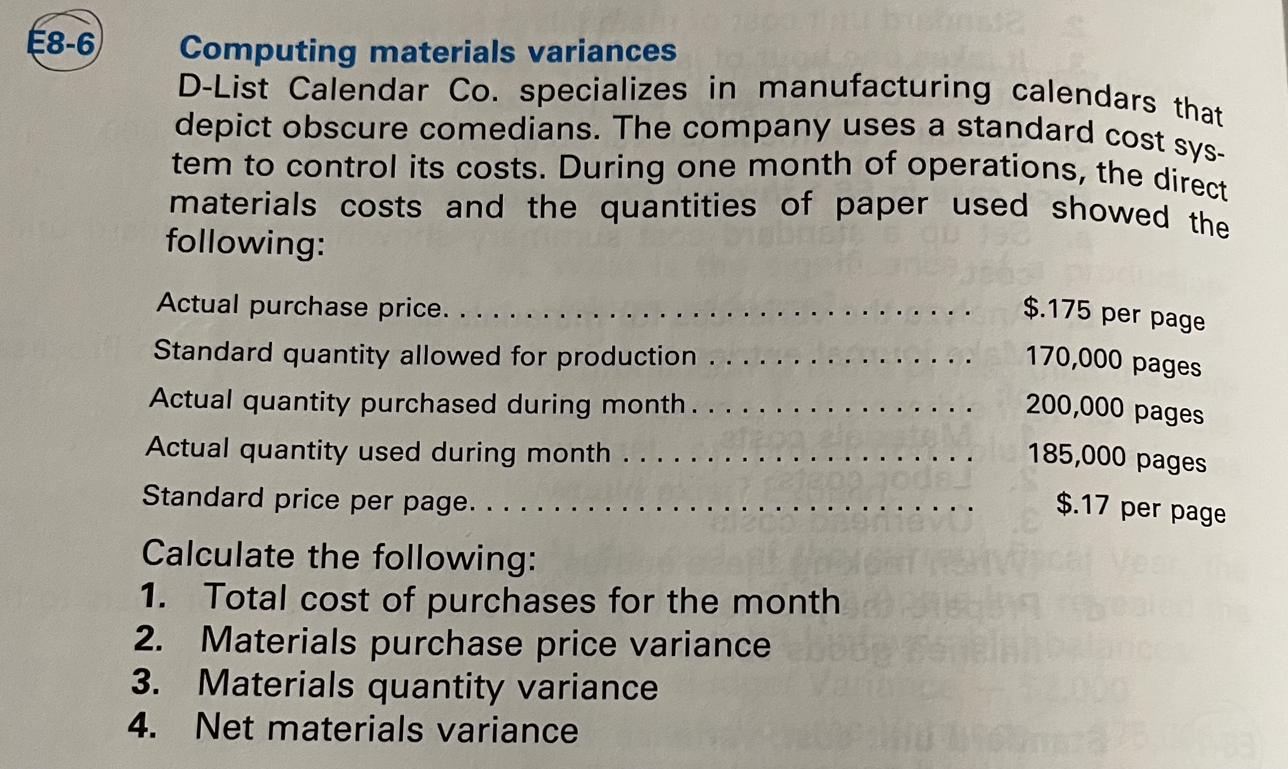 Solved Computing materials variances D-List Calendar Co. | Chegg.com Solved Computing materials variances D-List Calendar Co. | Chegg.com