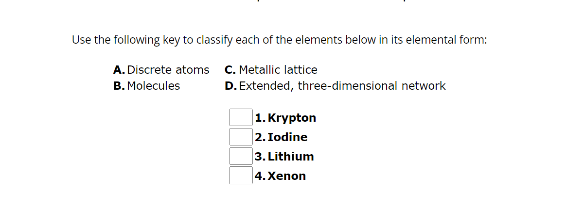 Solved Use the following key to classify each of the | Chegg.com