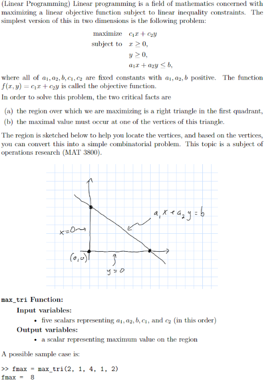 Solved (Linear Programming) Linear programming is a field of | Chegg.com