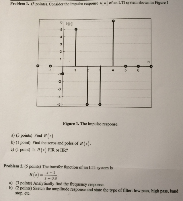 Solved Problem l. (S points), Consider the impulse response | Chegg.com