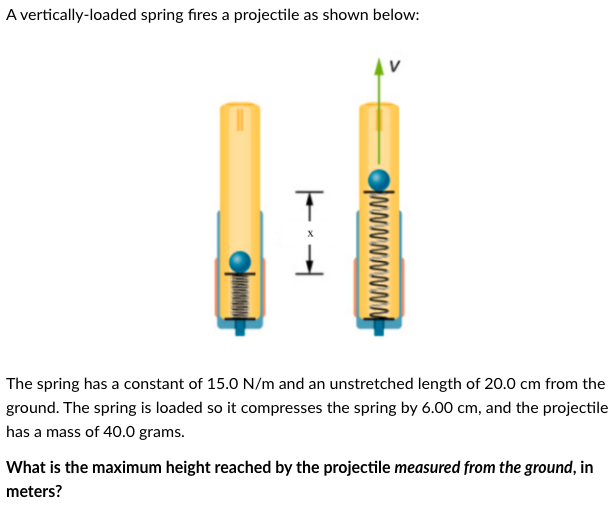 Solved A vertically-loaded spring fires a projectile as | Chegg.com