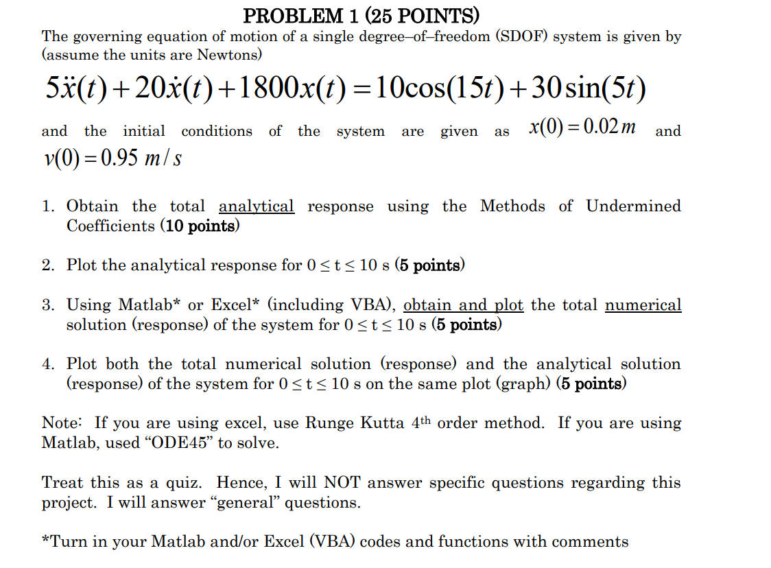 PROBLEM 1 (25 POINTS) The governing equation of | Chegg.com