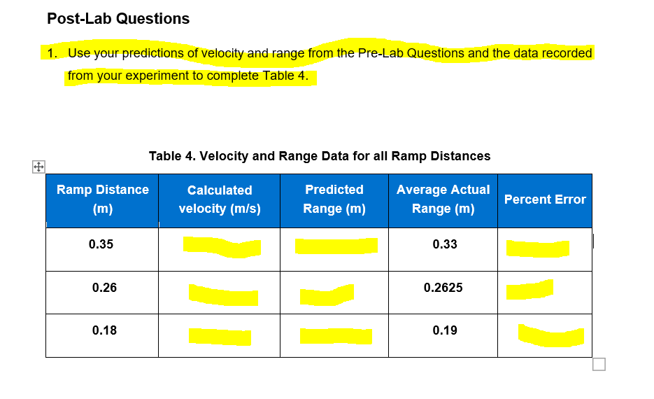 EXPERIMENT 1: DISTANCE TRAVELED BY A PROJECTILE Data | Chegg.com