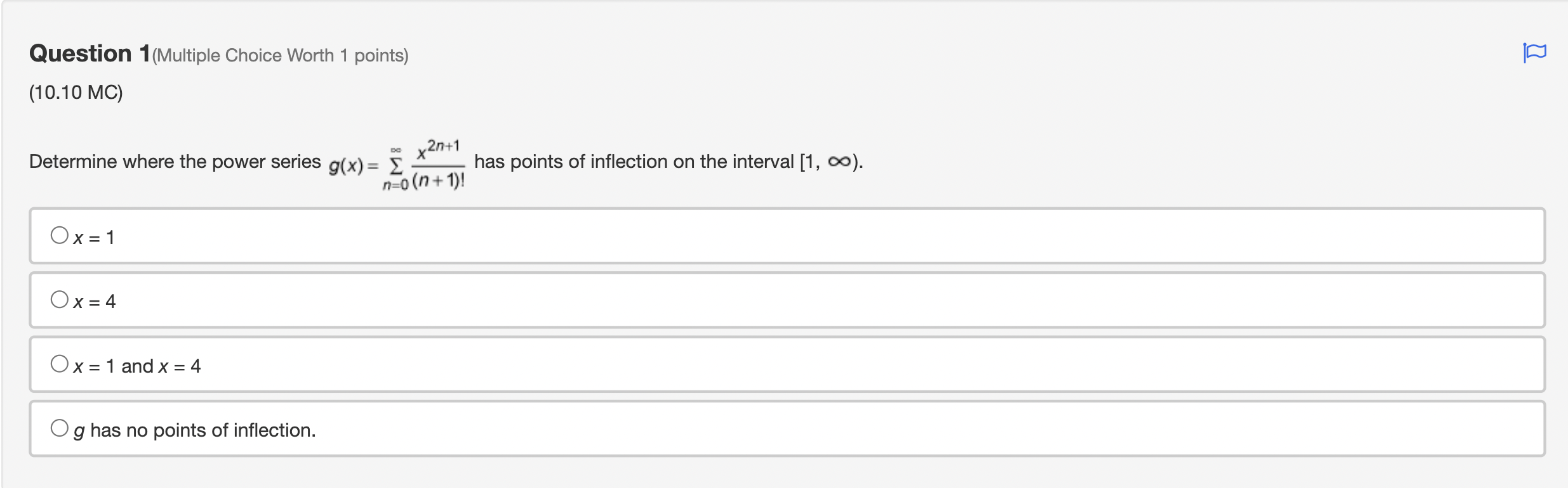 Solved Question 1(Multiple Choice Worth 1 points) A (10.10 | Chegg.com