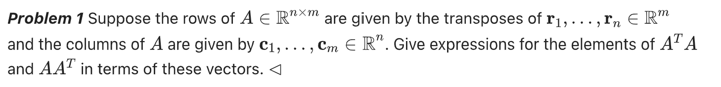 Solved nxm т ERM Problem 1 Suppose the rows of A € RrXm are | Chegg.com